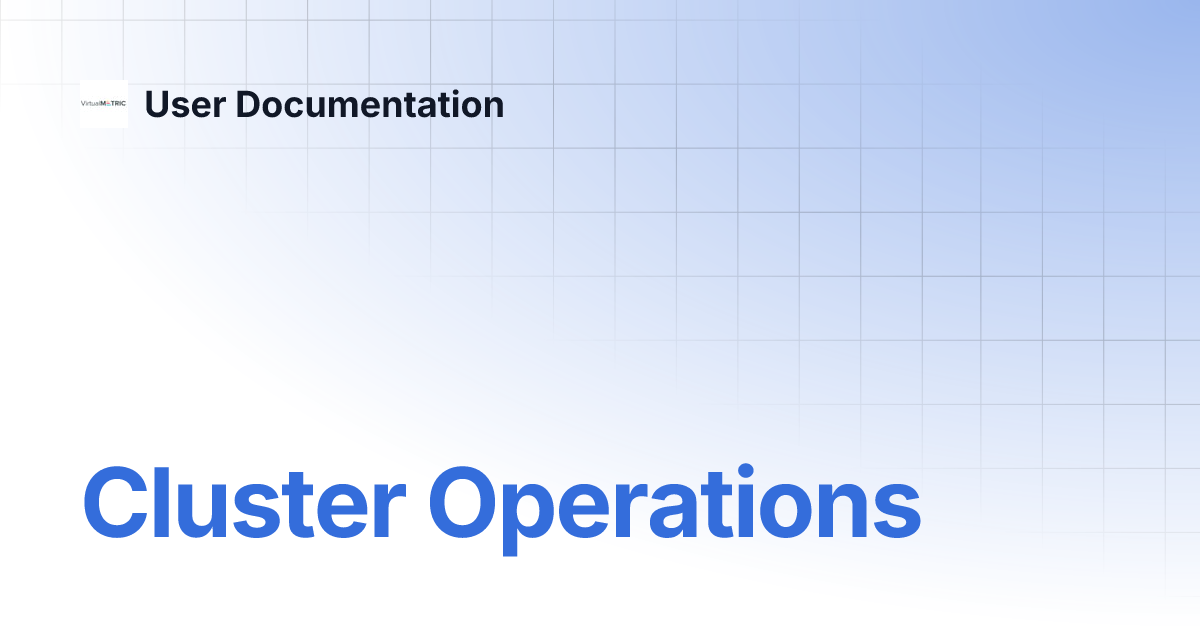 Cluster Operations | User Documentation