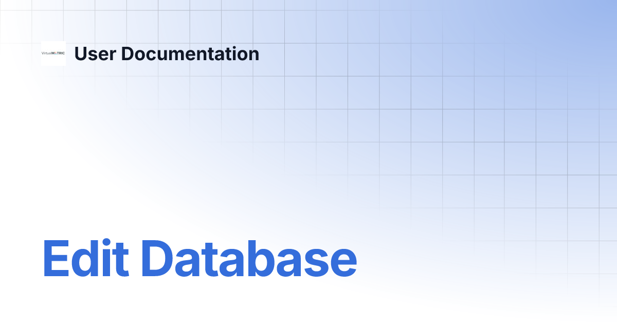 Edit Database | User Documentation
