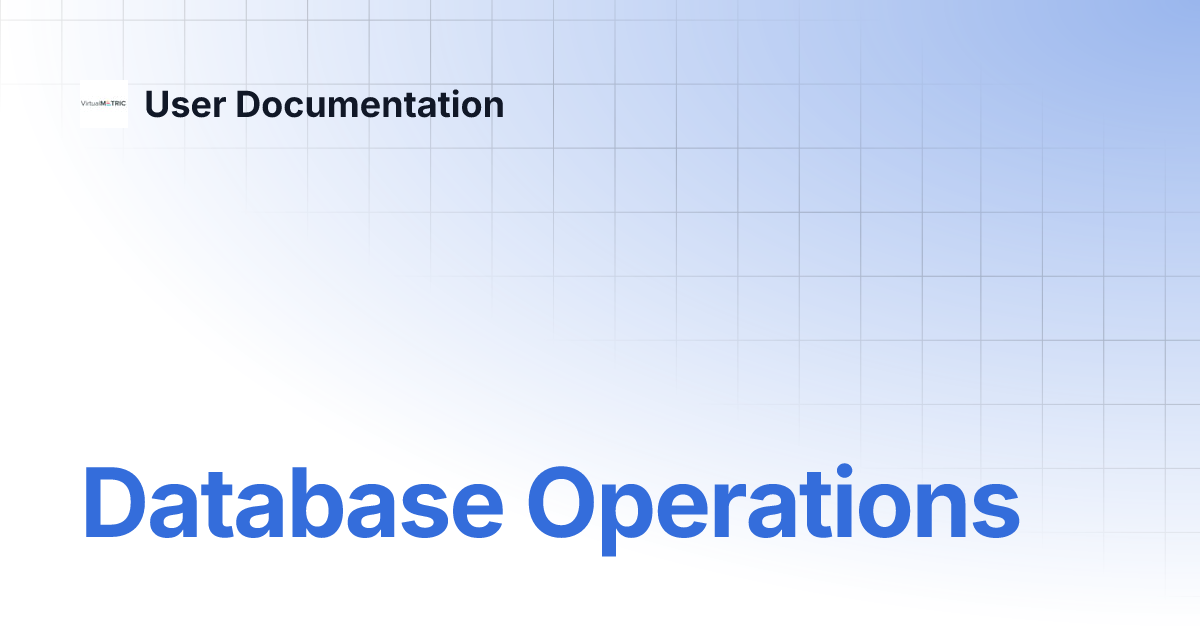 Database Operations | User Documentation